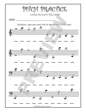 PITCH WORKSHEETS for Middle School General Music | Made By Teachers