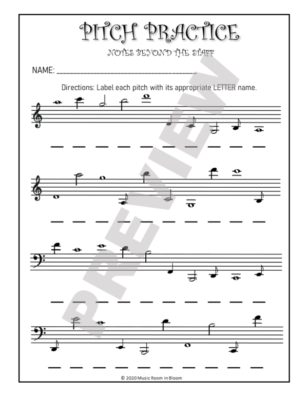 PITCH WORKSHEETS for Middle School General Music | Made By Teachers