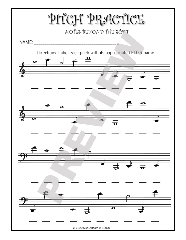 PITCH WORKSHEETS for Middle School General Music | Made By Teachers