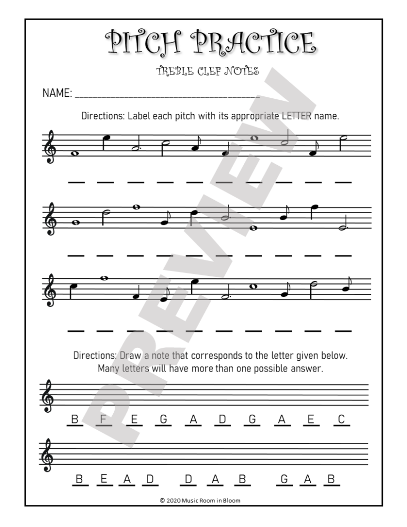 PITCH WORKSHEETS for Middle School General Music | Made By Teachers