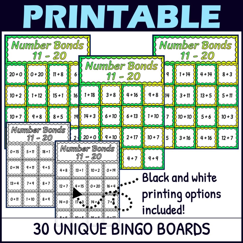Number Bonds Activity | Bingo Game | Numbers 11-20 | Made By Teachers