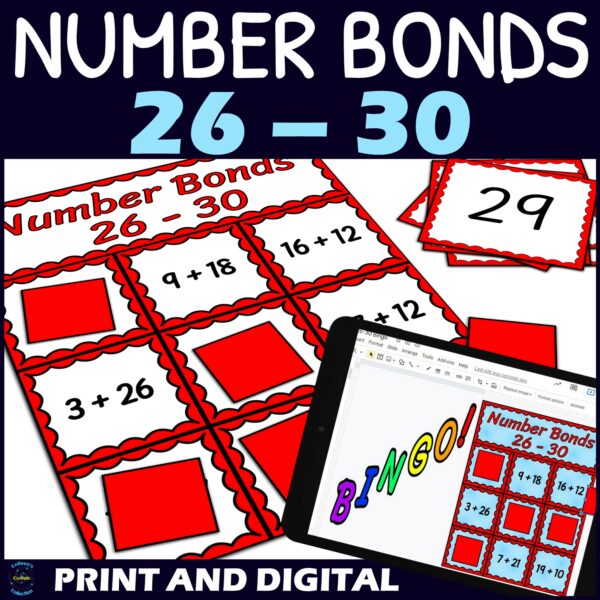 Number Bonds Activity | Bingo Game | Numbers 26-30 | Made By Teachers