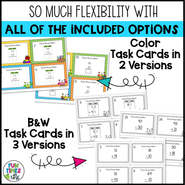 Two Digit Addition and Subtraction Math Task Cards No Regrouping | Made ...