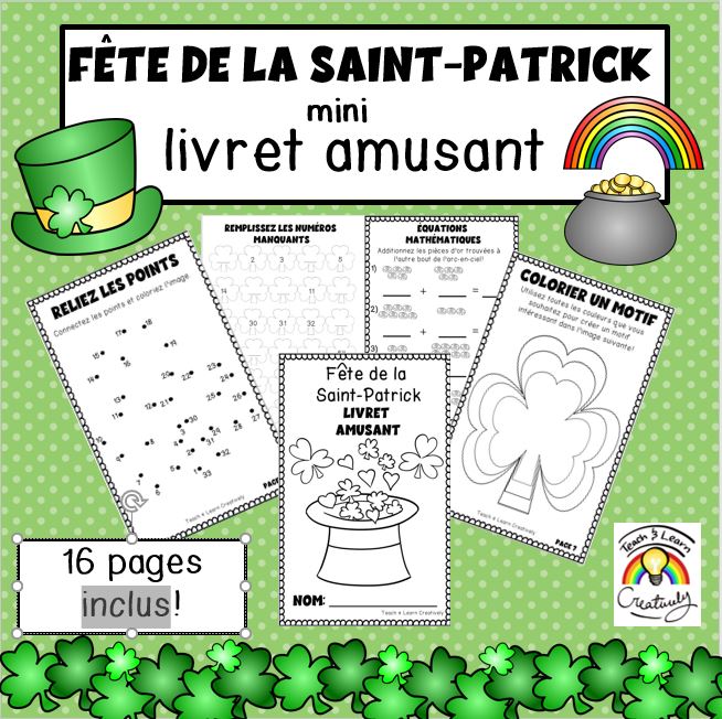 Mini livret amusant de la Fête de la Saint-Patrick FRENCH | Made By ...
