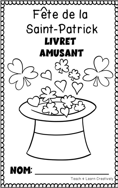 Mini livret amusant de la Fête de la Saint-Patrick FRENCH | Made By ...