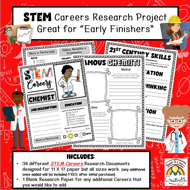 STEM Careers Research Project Early Finishers | Made By Teachers