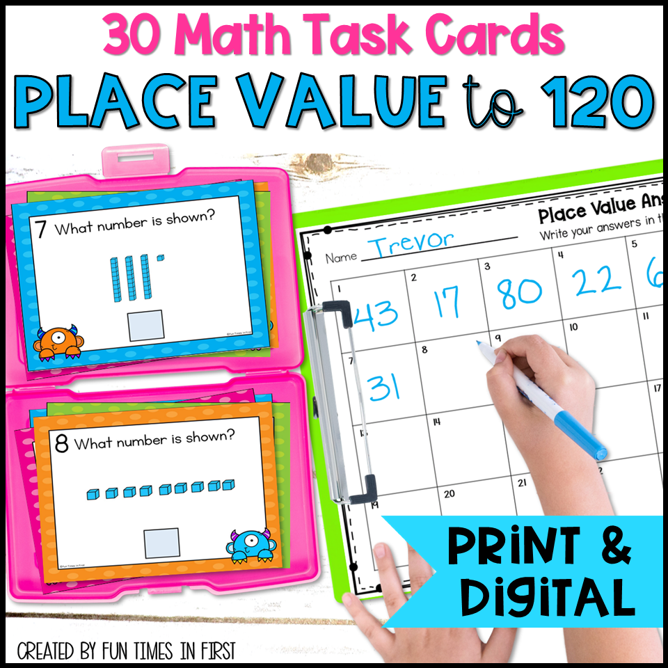 Place Value to 120 Math Task Cards plus Google Slides | Made By Teachers
