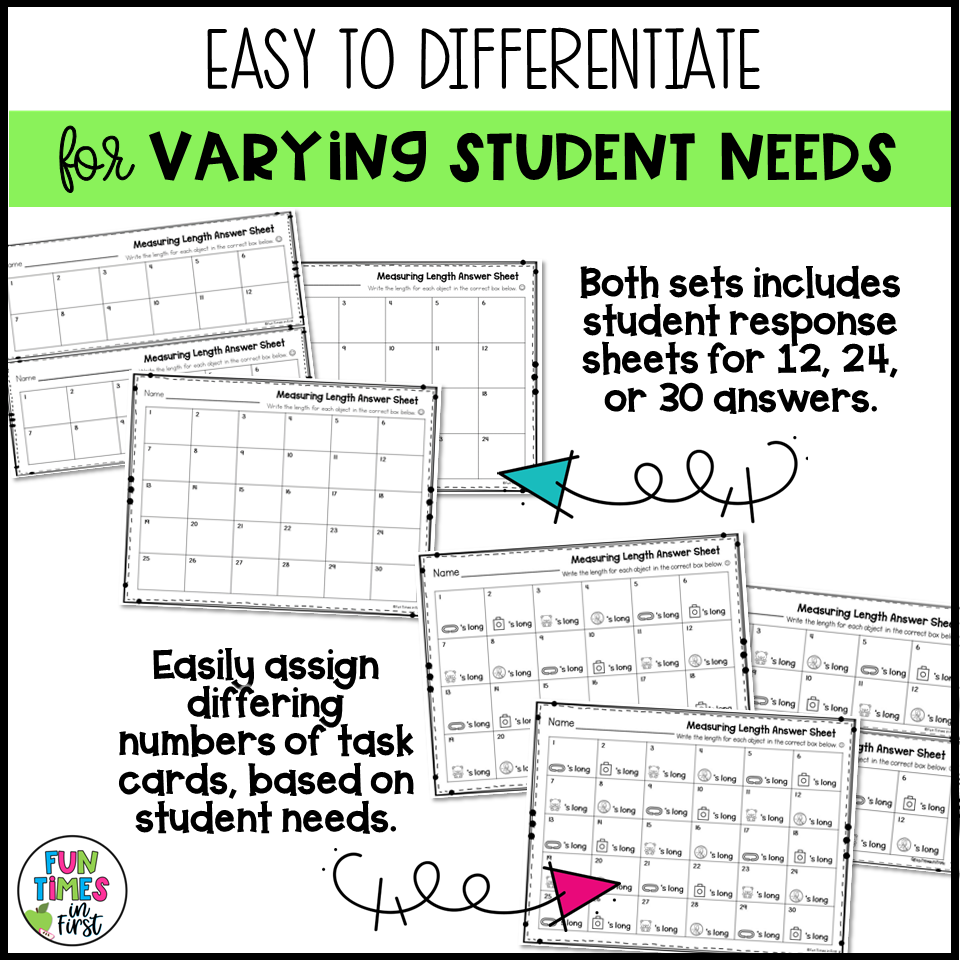 Measuring Length Nonstandard Units Bundle | Print and Digital Math Task ...