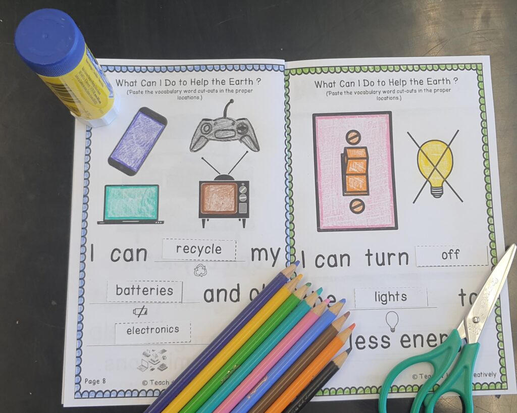 Earth Day Activity Mini Booklet Cut and Paste Coloring and More | Made ...