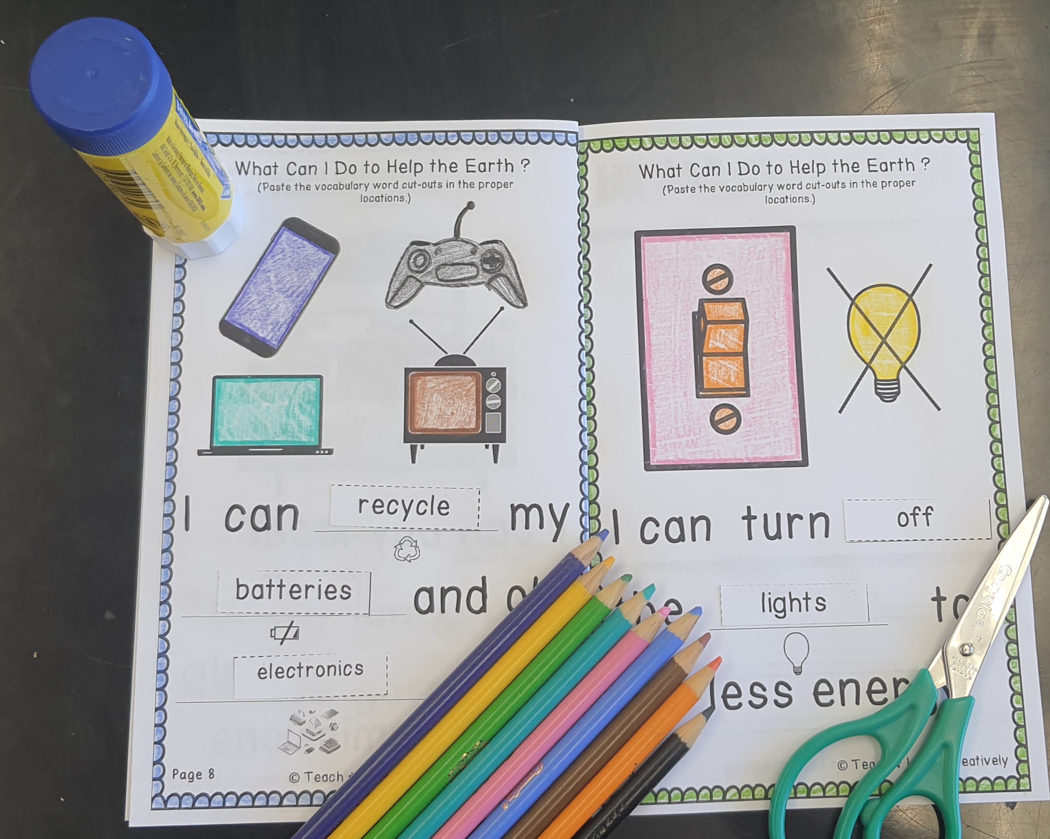 Earth Day Activity Mini Booklet Cut and Paste Coloring and More | Made ...