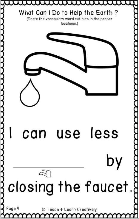 Earth Day Activity Mini Booklet Cut and Paste Coloring and More | Made ...
