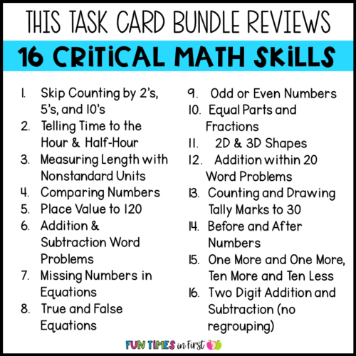 First Grade Math Review Task Cards Bundle Math Scoot Games Print ...