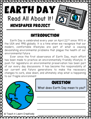 Earth Day Activity Environmental Newspaper Project | Made By Teachers