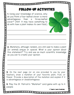 St. Patrick's Day Science Lesson, Shamrock, Activity and Game | Made By ...