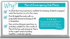 March Emergency Sub Plans Middle School ELA Activities and Worksheets ...