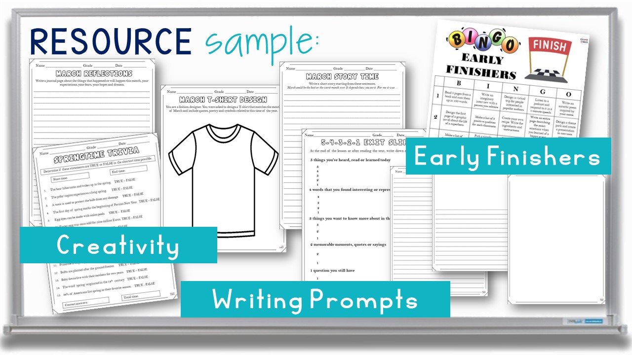 March Emergency Sub Plans Middle School ELA Activities and Worksheets ...