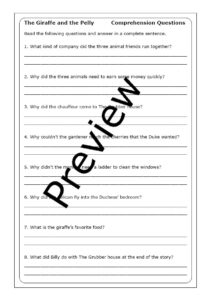 Roald Dahl "The Giraffe and the Pelly and Me" worksheets | Made By Teachers