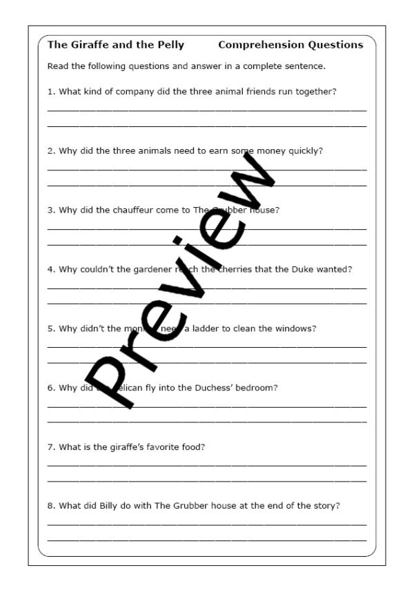 Roald Dahl "The Giraffe and the Pelly and Me" worksheets | Made By Teachers