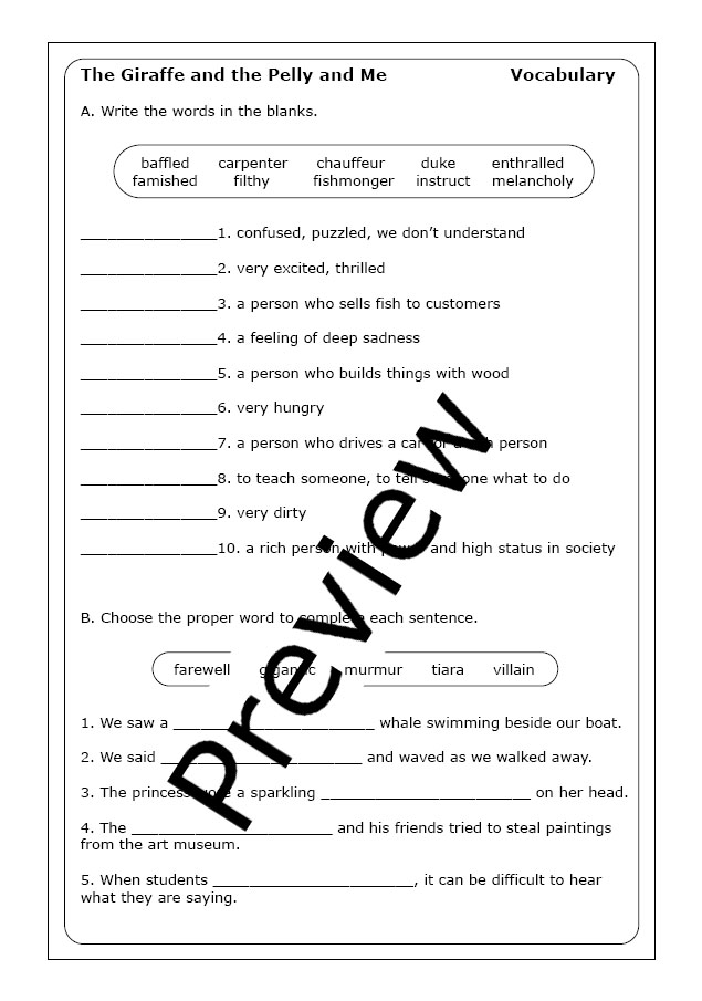 Roald Dahl "The Giraffe and the Pelly and Me" worksheets | Made By Teachers
