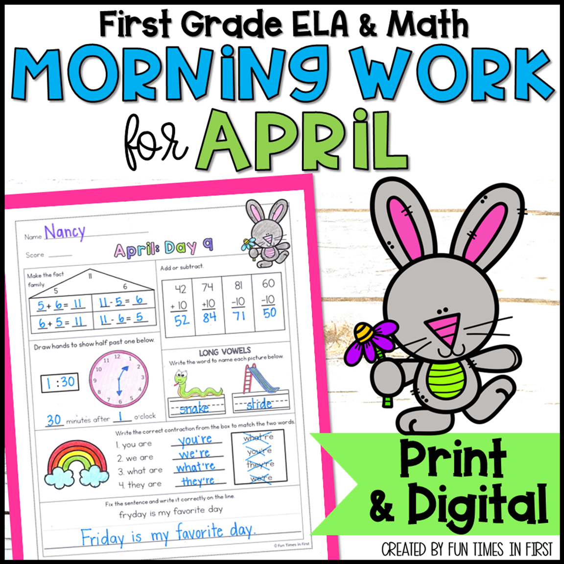 1st Grade January Morning Work - Printable & Digital No Prep Spiral ...