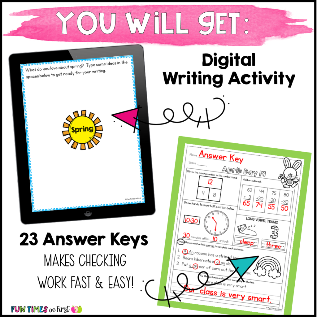 April Morning Work First Grade | Print and Digital for use in Google ...