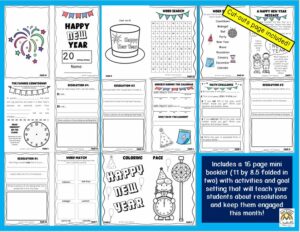 New Year's January Mini Fun Booklet with Resolutions | Made By Teachers