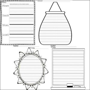 August Daily Journal Writing Prompts Varied Theme Shaped Primary Lines ...