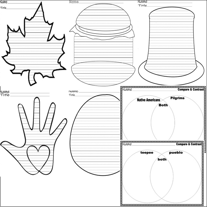 November Daily Journal 25 Writing Prompts Varied Theme Shaped Primary ...