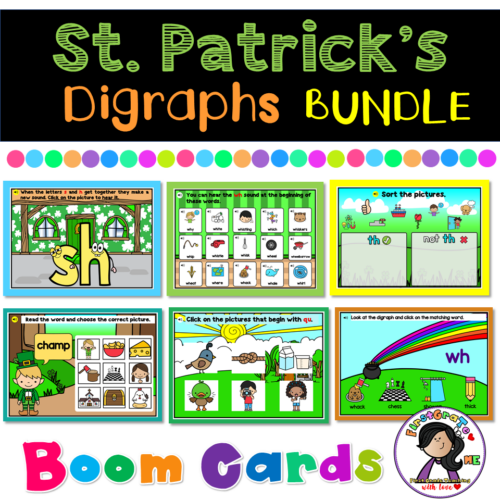 St. Patrick's Digraphs BOOM CARDS Bundle | Made By Teachers