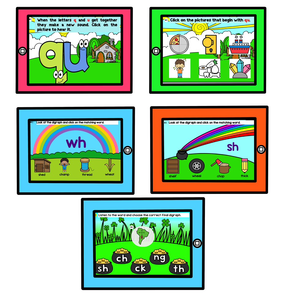 St. Patrick's Digraphs BOOM CARDS Bundle | Made By Teachers