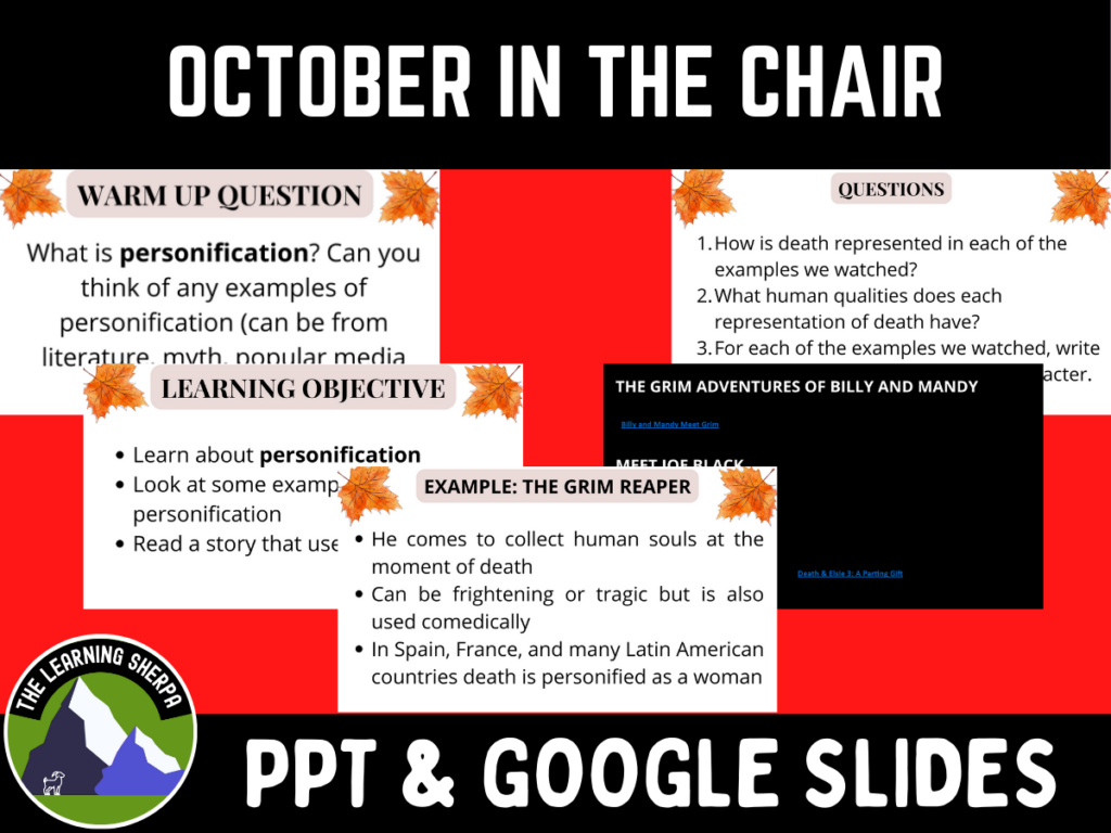 October in the Chair Neil Gaiman | High School ELA Short Story Lesson ...