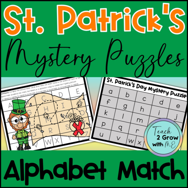 St. Patrick's Day Alphabet Match Mystery Puzzles for Kindergarten to ...