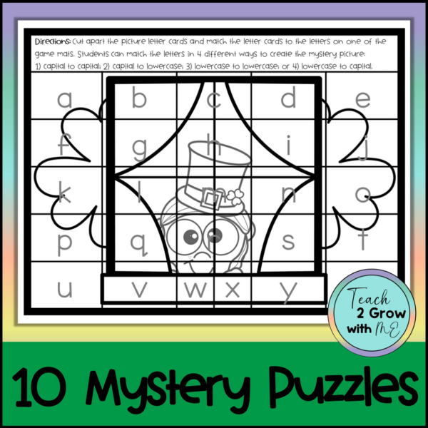 St. Patrick's Day Alphabet Match Mystery Puzzles for Kindergarten to ...
