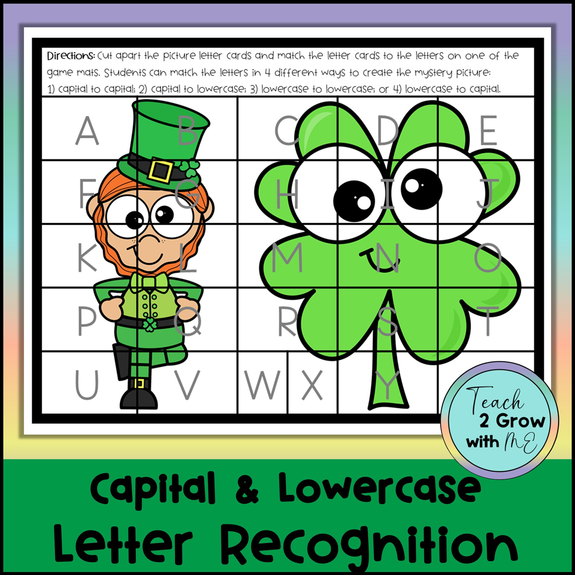 St. Patrick's Day Alphabet Match Mystery Puzzles for Kindergarten to ...