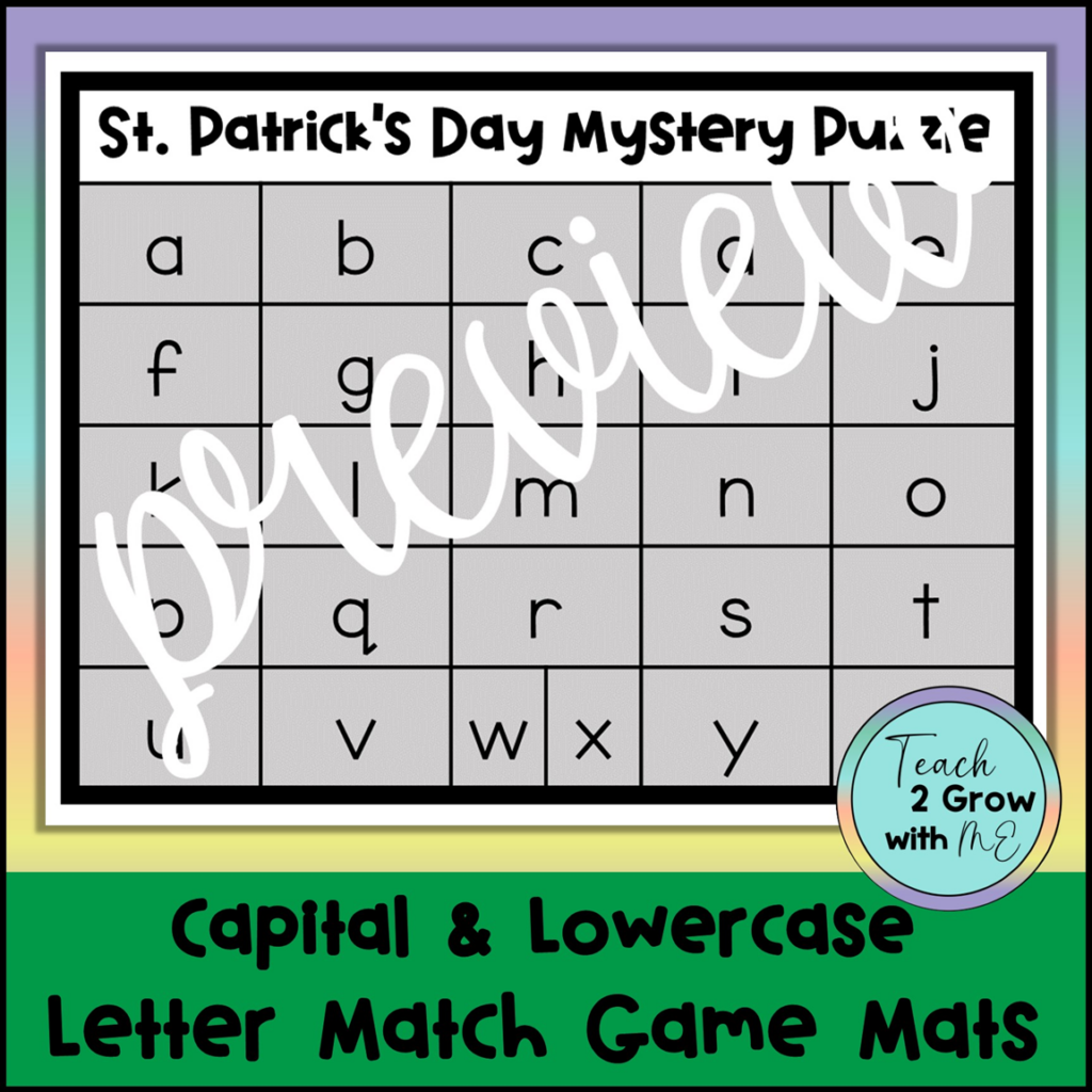 St. Patrick's Day Alphabet Match Mystery Puzzles for Kindergarten to ...