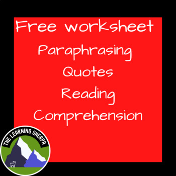FREE English is Weird | Paraphrasing and Quotes Practice Worksheet | 9 ...
