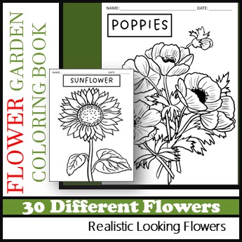 FLOWER Garden Coloring Book, Learn to Identify 30 Flowers | Made By ...
