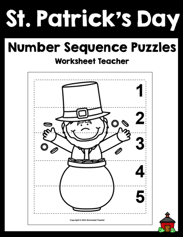 St. Patrick’s Day B&W Number Sequence Puzzles | Made By Teachers