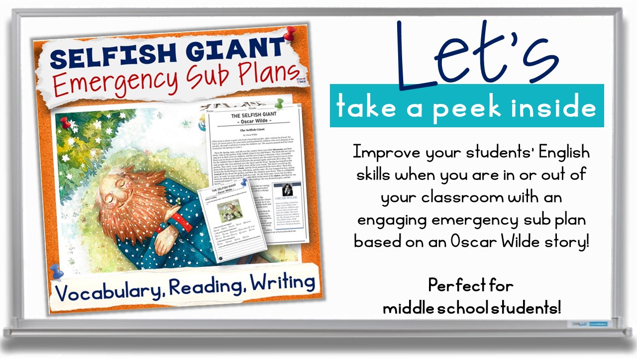 Emergency Sub Plans Worksheets - Oscar Wilde Short Story Reading ...