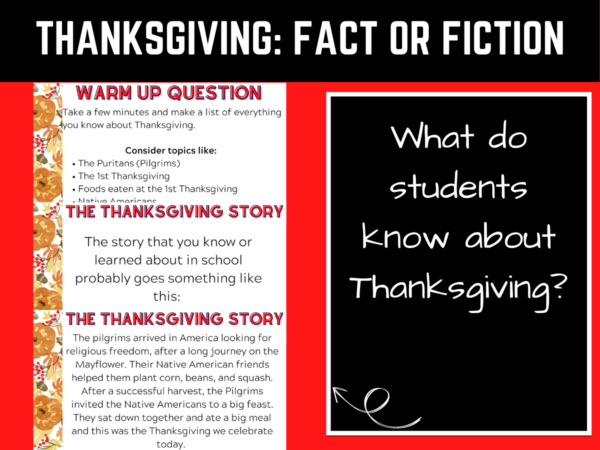 The First Thanksgiving Fact or Fiction | High School Holiday Lesson | 9 ...
