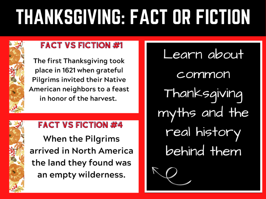 The First Thanksgiving Fact or Fiction | High School Holiday Lesson | 9 ...