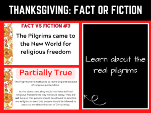 The First Thanksgiving Fact or Fiction | High School Holiday Lesson | 9 ...