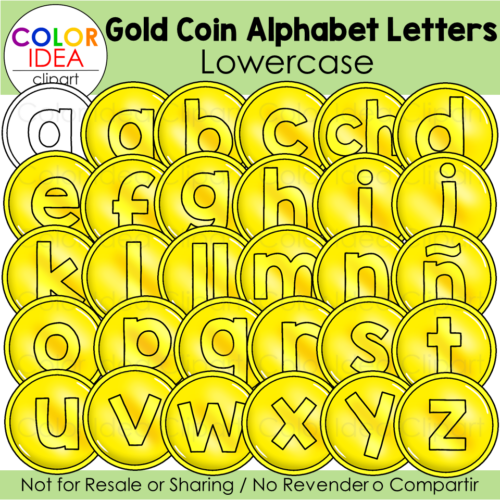 Gold Coin Alphabet Letters - Lowercase | Made By Teachers