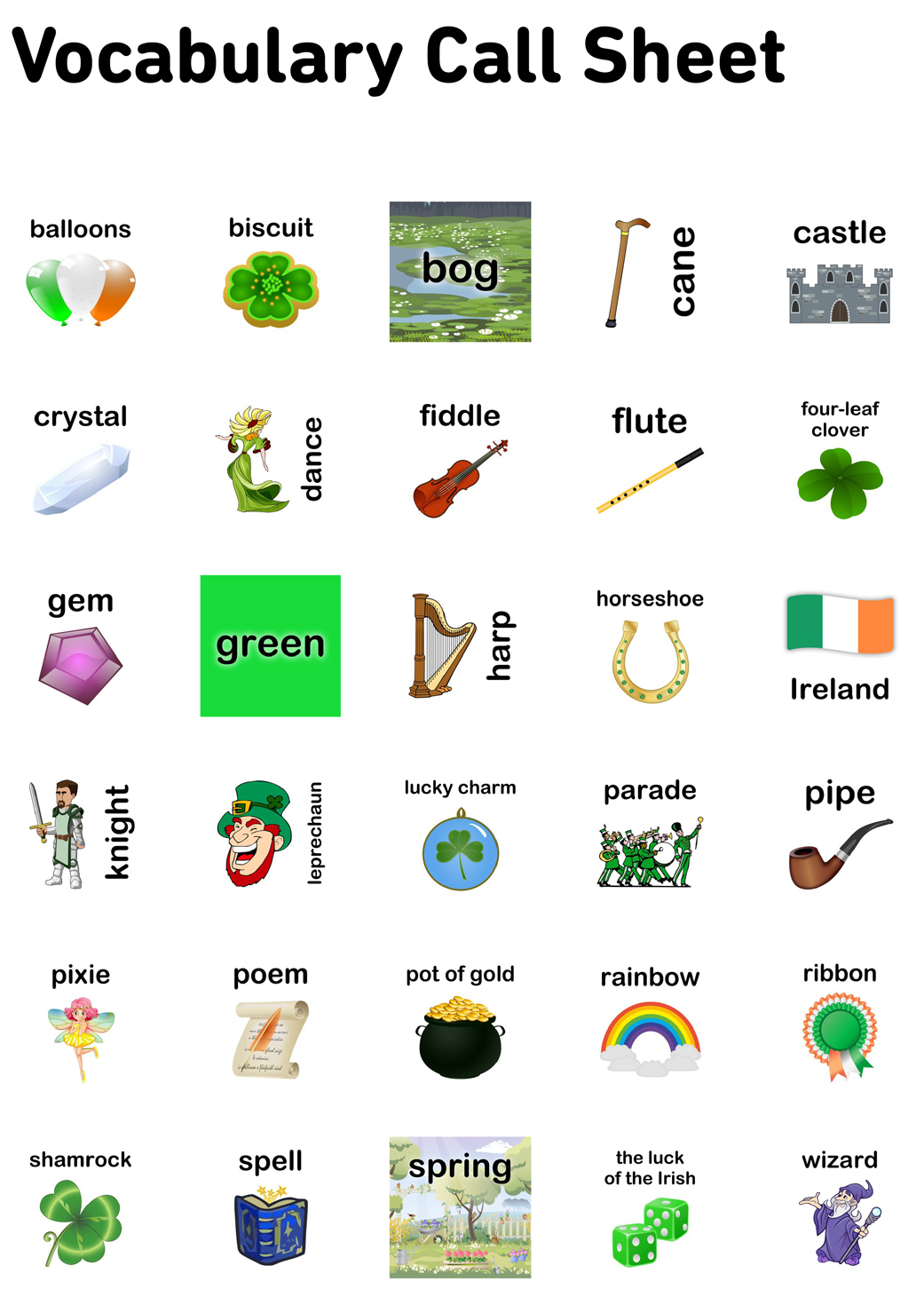 St Patrick’s Day Bingo 4x4 (100 pages + call sheet) | Made By Teachers