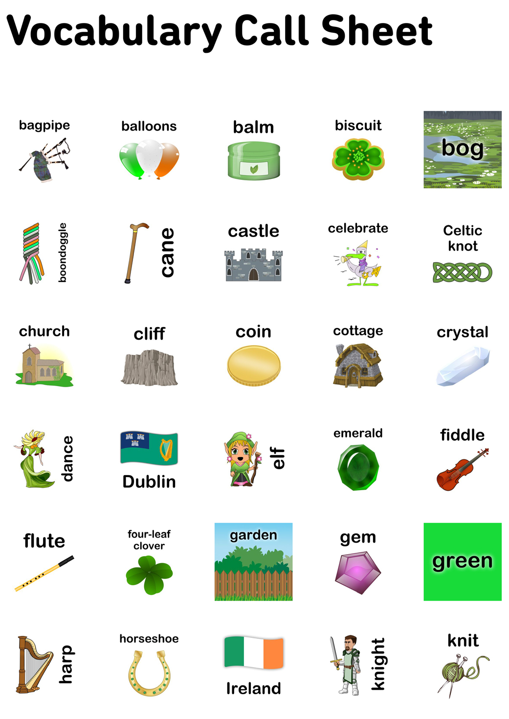 St Patrick’s Day Bingo 5x5 (100 pages + call sheet) | Made By Teachers