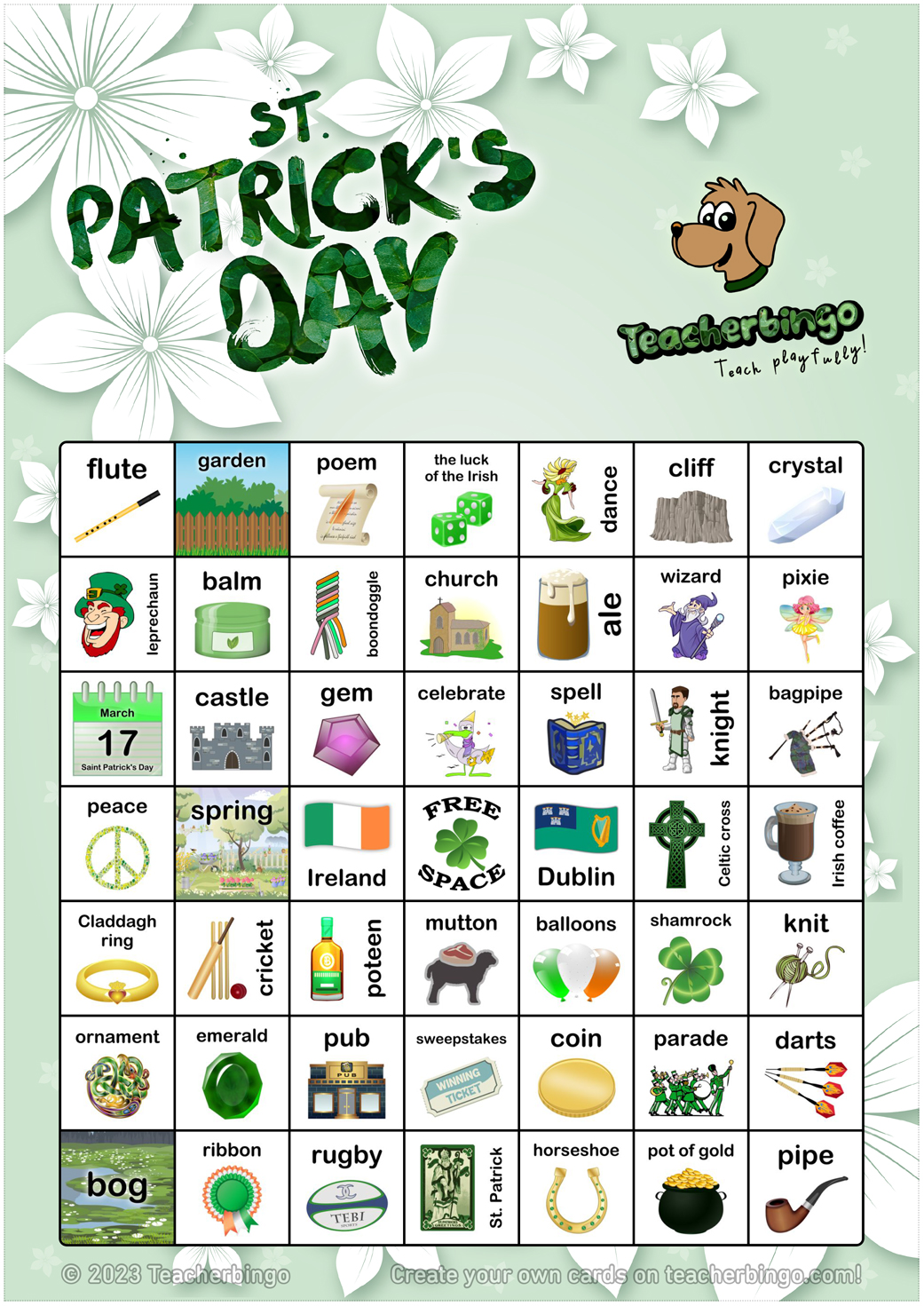 St Patrick’s Day Bingo 7x7 (100 pages + call sheet) | Made By Teachers