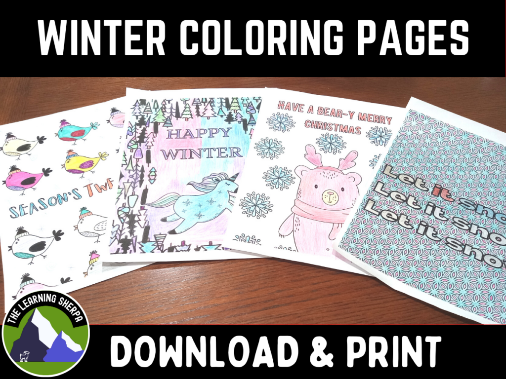 High School Winter Coloring Pages | Three Holiday Coloring Pages | 9-12 ...