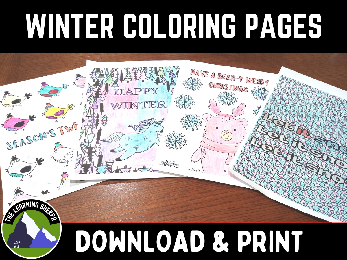 High School Winter Coloring Pages | Three Holiday Coloring Pages | 9-12 ...