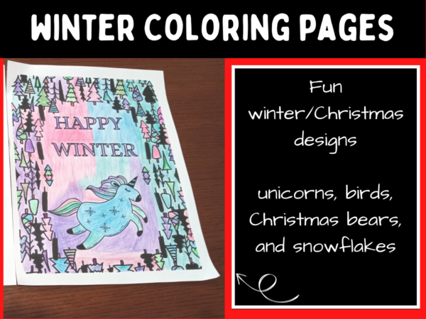 High School Winter Coloring Pages | Three Holiday Coloring Pages | 9-12 ...