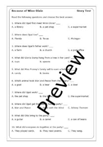 Kate DiCamillo "Because of Winn-Dixie" worksheets | Made By Teachers